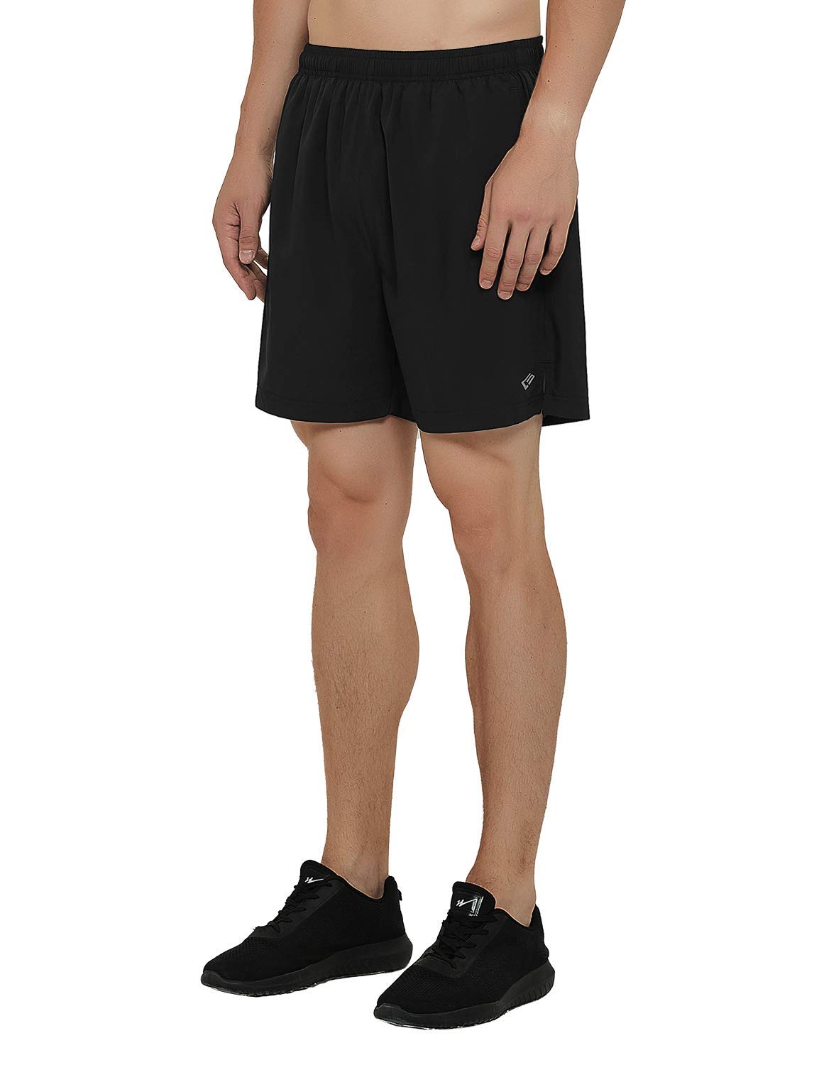 GGK Mens 5 Inch Running Shorts Lightweight Quick Dry Athletic Shorts for Workout Gym Training with Back Zipper Pockets Black