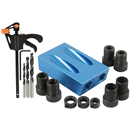 esidianzi 15pcs 15 Degree Pocket Hole Screw Jig Dowel Drill Joinery Kit Woodworking Oblique Guides Set Positioner Locator Tool for Carpenters Screw Drill(14 piece set)