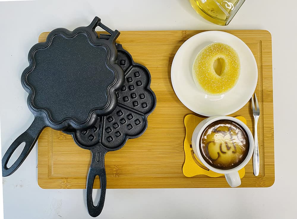 HAWOK Cast Iron Heart Shaped Waffle Iron Waffle Maker…