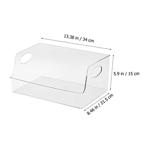 Plastic Bin Storage Organizer Basket Container with Handle for Home Office Kitchen Cabinet Pantry Shelf Organization Holds Notebook Books Food Ligne Collection Clear