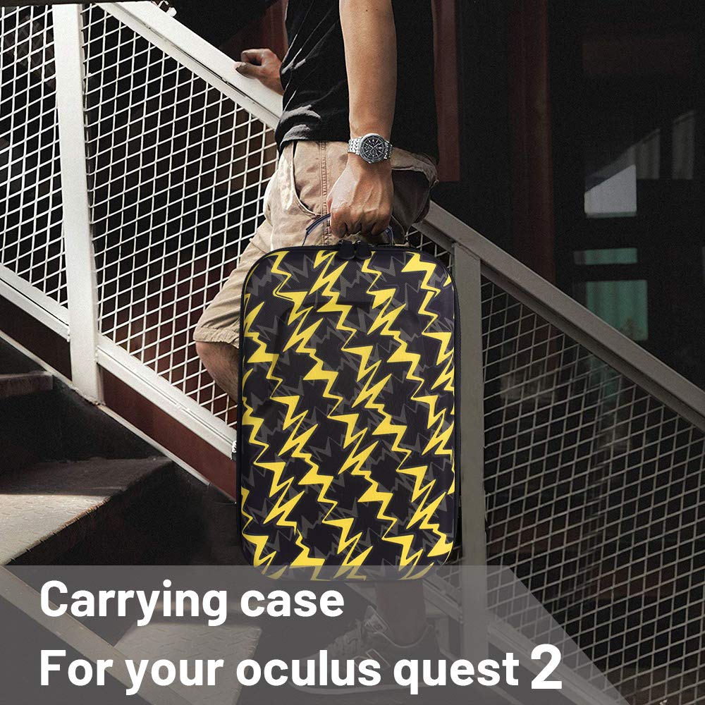 Esimen Fashion Travel Case for Oculus Quest 2 VR Gaming Headset Elite Strap and Controllers Accessories Carrying Bag (Yellow)