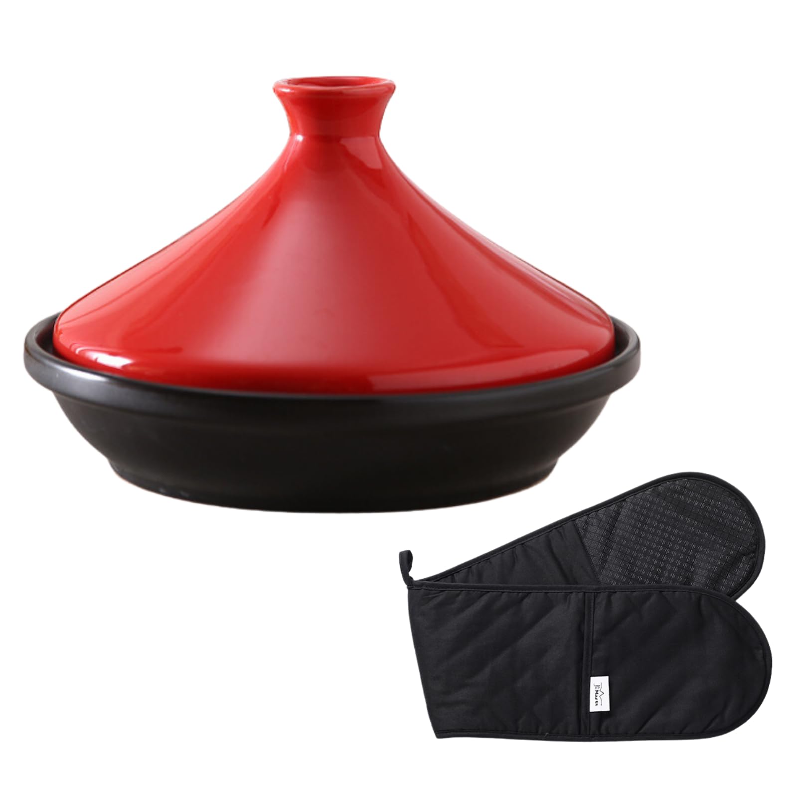 Moroccan Tagine, 9.5 Inch Tajine Pot with Double Oven Mitts Moroccan Ceramic Pot Cooking Pot, Oven and Dishwasher Safe