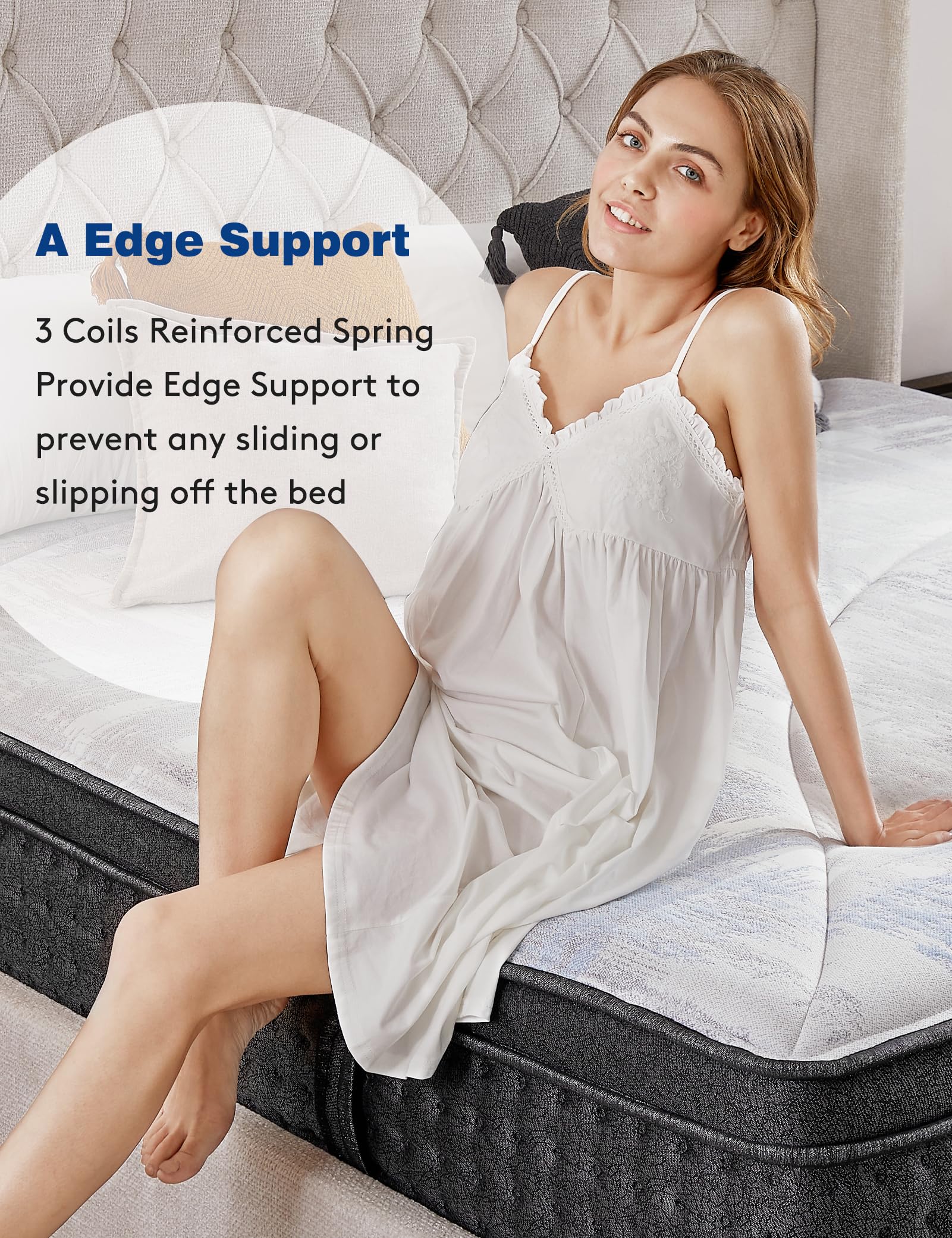Lomeluous King Mattress, 14 Inch Premium Gel Memory Foam Mattress with 7-Zone Pocketed Coils, King Size Mattress for Cooler Sleep, Pressure Relief, Back Pain, Supportive and Comfortable, CertiPUR-US