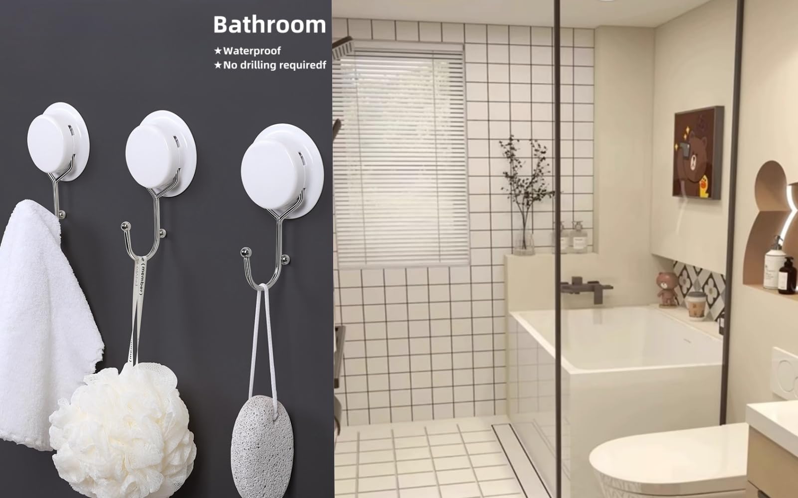 MEILEW Heavy Suction Cup Hooks,Large Suction Cup Hook Hanging Towel Inside Shower Wall,Home so Strong Suction Cup Hooks for Shower Window Bath and Glass Hanging up to 22 lbs(2-Pack), White, D-260015