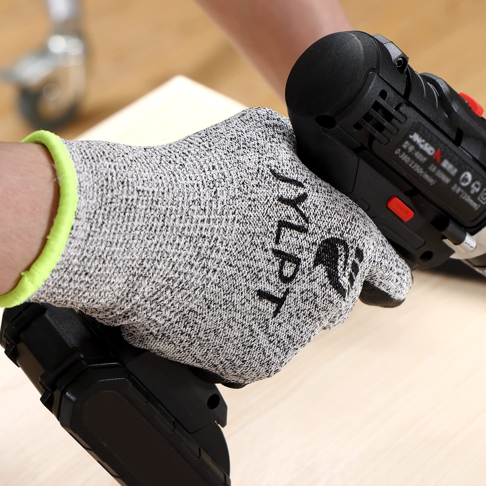JYLPT Level 5 Protection Cut Resistant Gloves, 3D-Comfort Fit,Cutting Gloves with Strong Grip & Durable,Comfortable Cut Proof Gloves Safety Work Gloves Size L