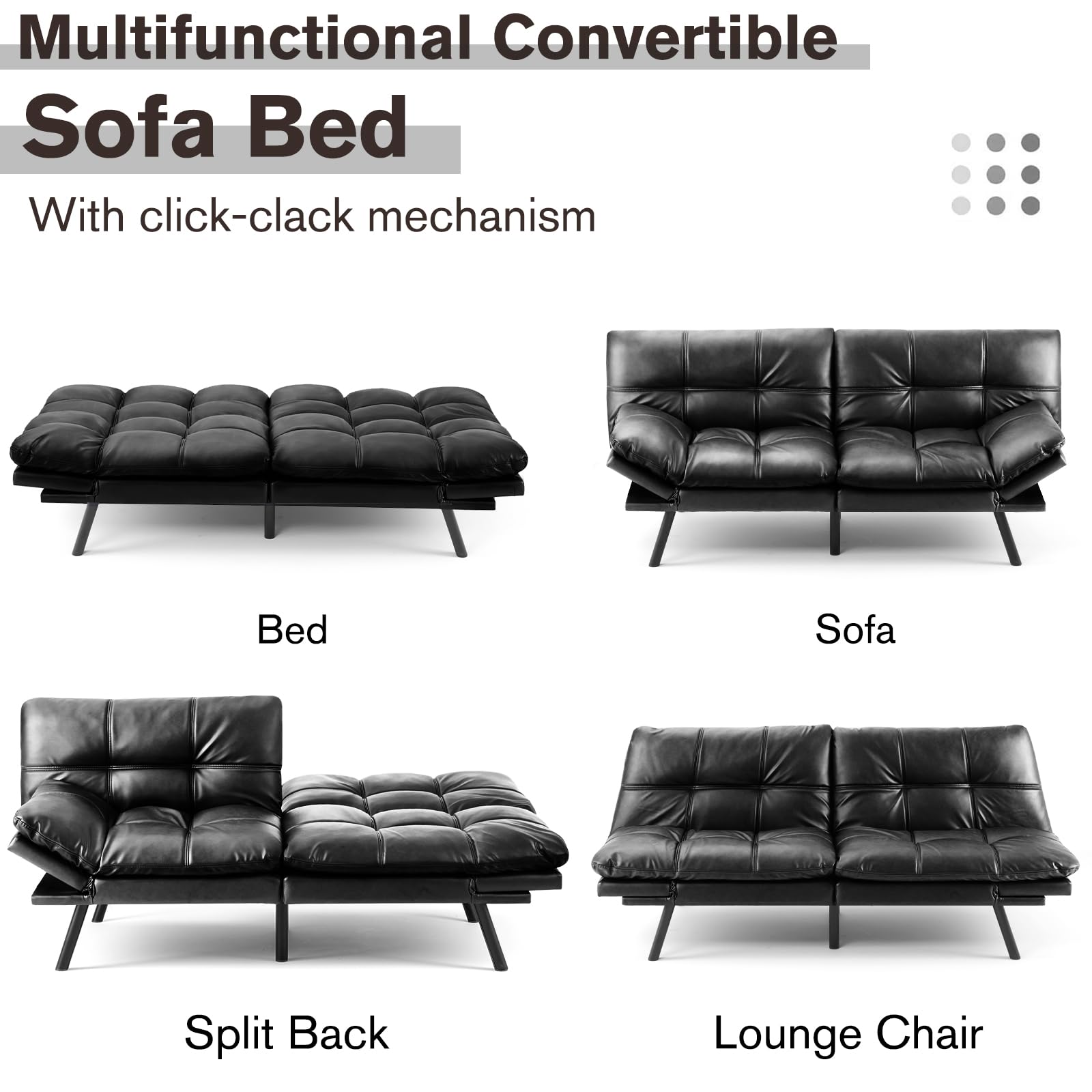 DUMOS Living Room Bed Sofas, Black