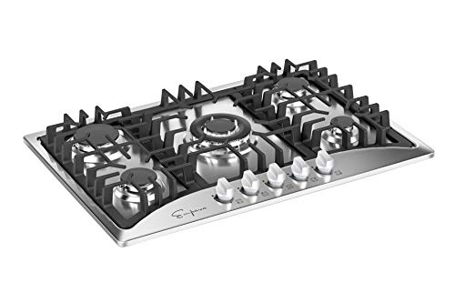 Empava 30 Inch Gas Cooktop with 5 World Class Made in Italy SABAF Burners, LPG/NG Convertible, Ideal RV Top Stoves for Kitchen, Stainless Steel