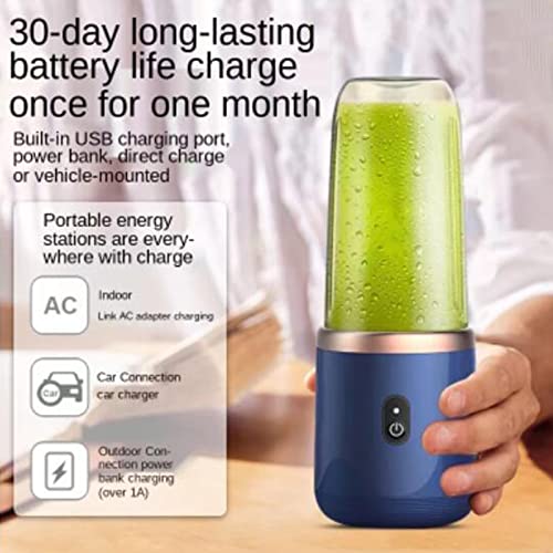 Portable Blender, 14 Oz Usb Personal Size Mini Fruit Juice Mixer, Strong Cutting Power with Six Blades for Smoothie, Fresh Juice,Shakes and Smoothies