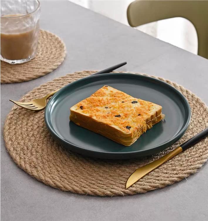 Round Jute Placemats, Woven Braided Place Mats, Natural Farmhouse Table Placemats for Dining Table, 11.8 inch