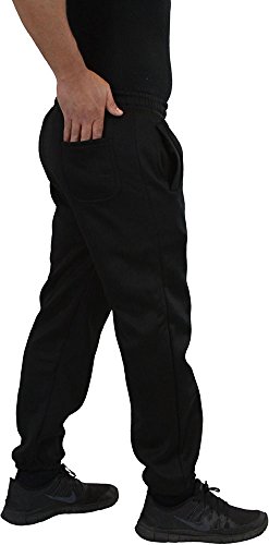 ToBeInStyle MenÆs Fleece Lined Basic Active Sweatpants with Cuffed Ankles - Black - M