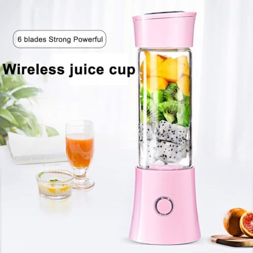Toycol Portable Blender, Mini Personal Size Blenders for Smoothies and Shakes,Travel Juicer Cup Smoothie Maker with Updated 6 Blades USB Rechargeable Fruit Mixer with 4000mAh Battery16Oz Pink