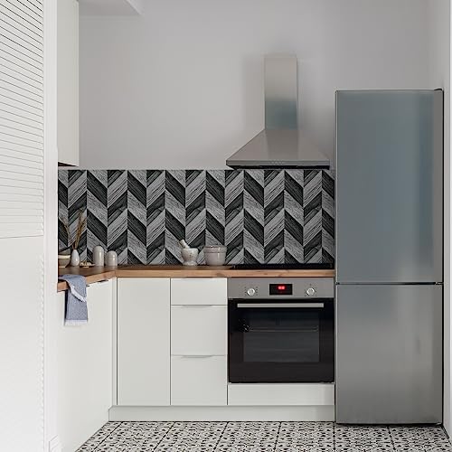 uxcell Peel and Stick Floor Wall Tiles Sticker, 10Pcs 12"x12" Self-Adhesive Wood Grain Floor Stickers Matte Frosted Flooring Tiles for Kitchen Bathroom and Home Decor, Dark Grey