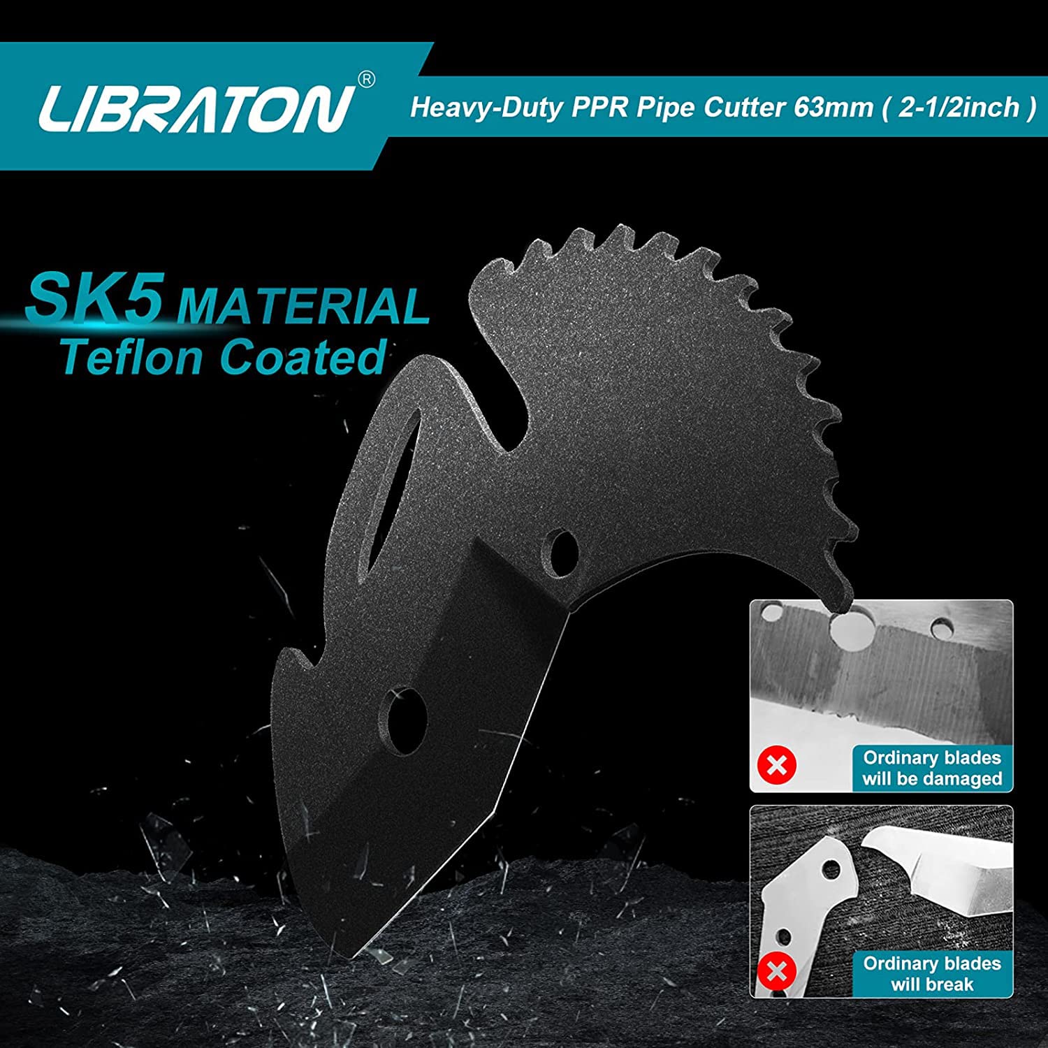 Libraton PVC Pipe Cutter, Up to 2-1/2", Ratchet Pipe Cutter Heavy-Duty, Pex Cutting Tool for Cutting PEX, PVC, PPR Plastic Hoses and Plumbing Pipe