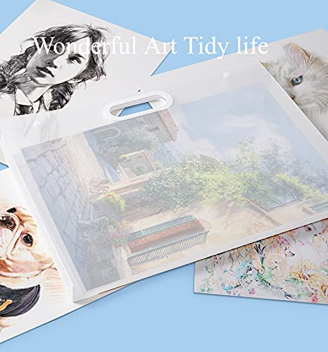 Sohynca Plastic Art Portfolio, Large Art Portfolio with Handles,Waterproof Portfolio Folder for Artwork, Arts Storage Case for Drawing Sketch Photography Poster (17.32 x 13.22 inch)