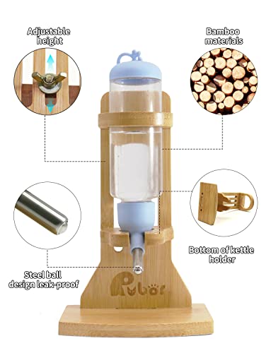Rubor Hamster Water Bottle with Stand Small Animal Water Bottle Holder with 125ml Hanging Water Auto Dispenser for Syrian Rabbit Dwarf Gerbils Mice Rats Degus Small Pet Rodents (Bule)