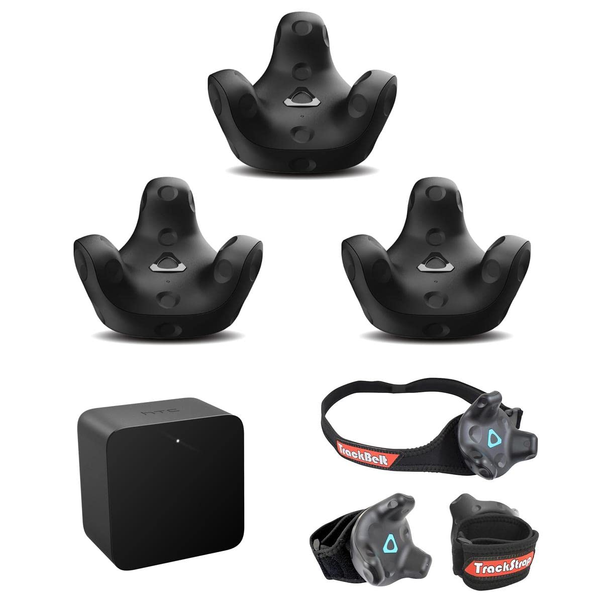 HTC 3 Pack VIVE Tracker (3.0) Bundle with Base Station 1.0, Rebuff Reality TrackBelt + 2 TrackStraps Full Body Tracking VR Bundle