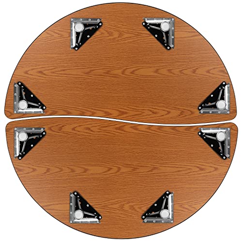 Flash Furniture 2 Piece 47.5" Circle Wave Collaborative Grey Thermal Laminate Activity Table Set - Height Adjustable Short Legs