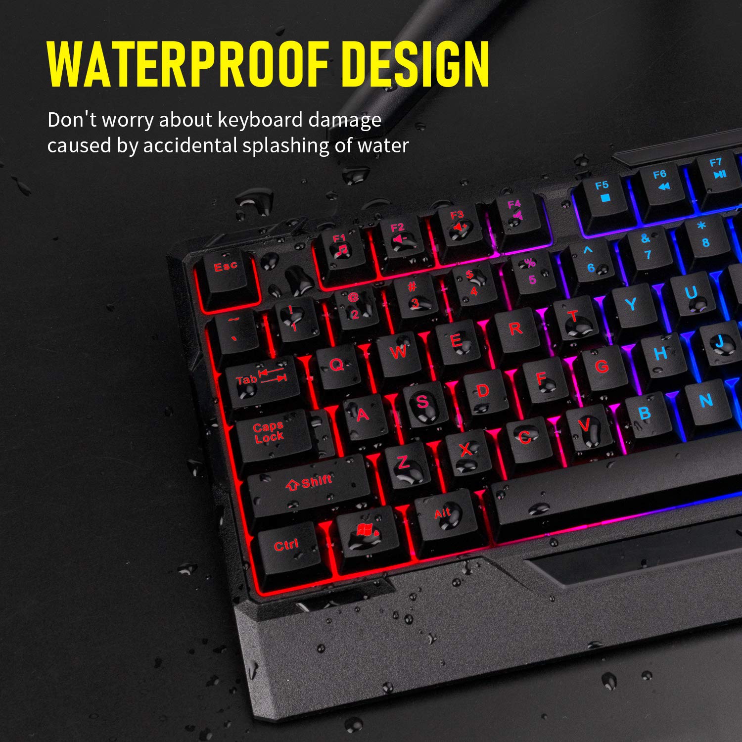 Gaming Keyboard and Mouse,CHONCHOW Full Size Computer Keyboard RGB Backlit USB Wired Keyboards&Gaming Mouse 3200DPI&Mousepad 3in1 for PC Laptop Desktop PS4 Xbox