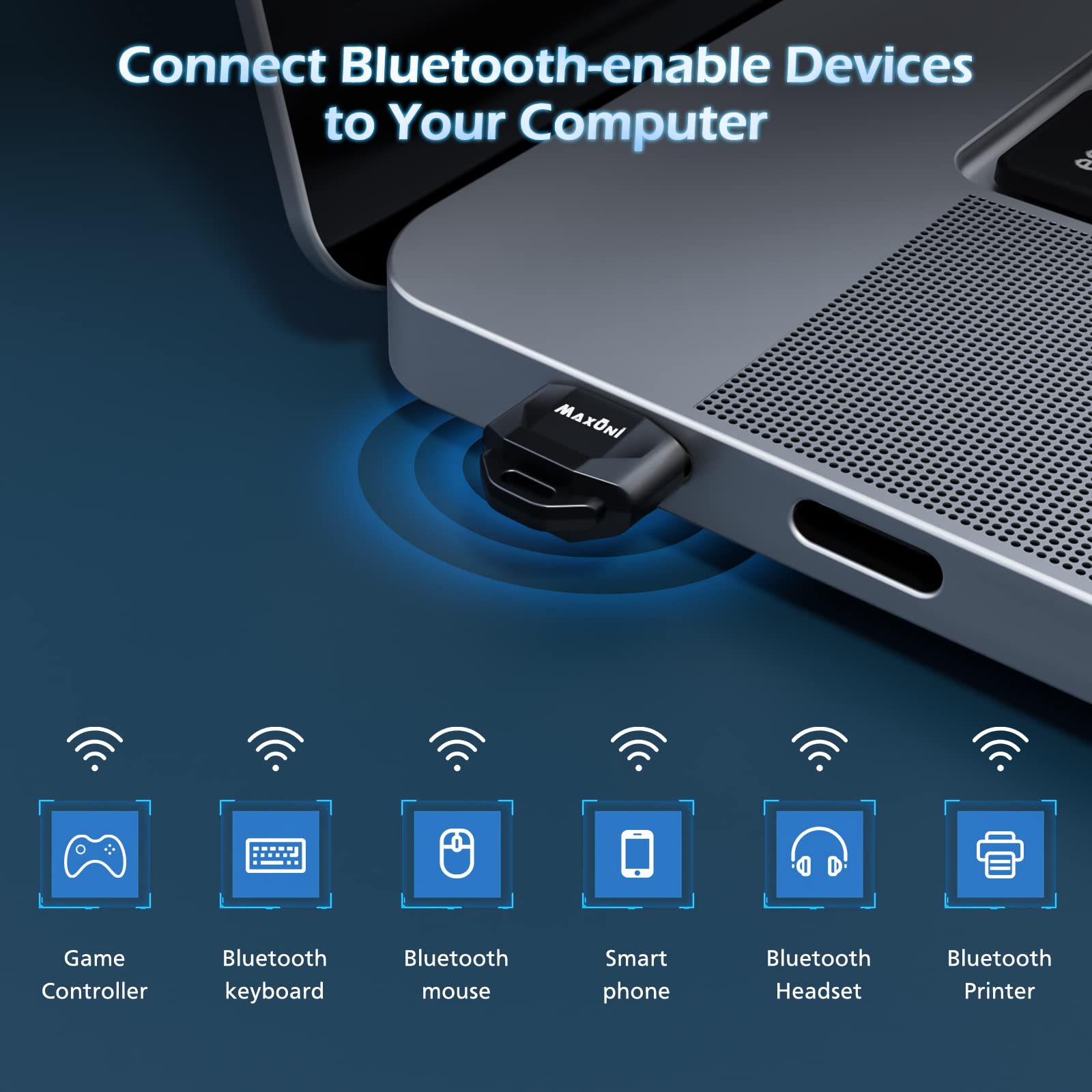 Maxuni USB Bluetooth Adapter for PC 5.1 - Bluetooth Dongle 5.1 EDR Adapter for Windows 11/10 Driver - Free Plug & Play for Laptop, Keyboard, Mouse, Headsets, Speakers - USB Bluetooth 5.1 Dongle