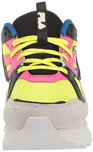 FILA Women's Sandenal Orbit Sneaker, Safety Yellow/Knockout Pink/Electric Blue, 5.5