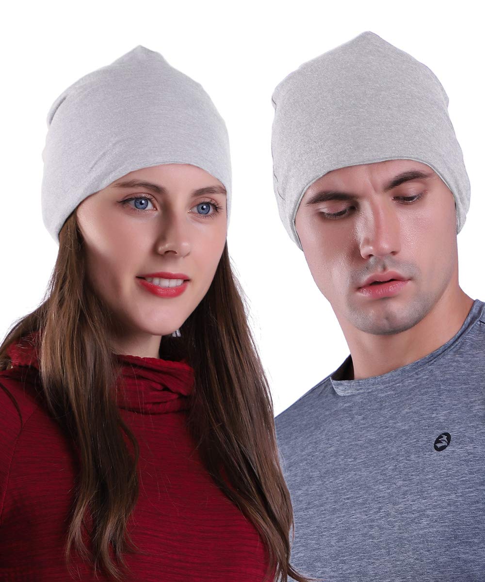 EMPIRELION 9" Multifunctional Lightweight Beanies Hats, Running Skull Cap Helmet Liner Sleep Caps for Men Women (Light Grey Mel., 1)