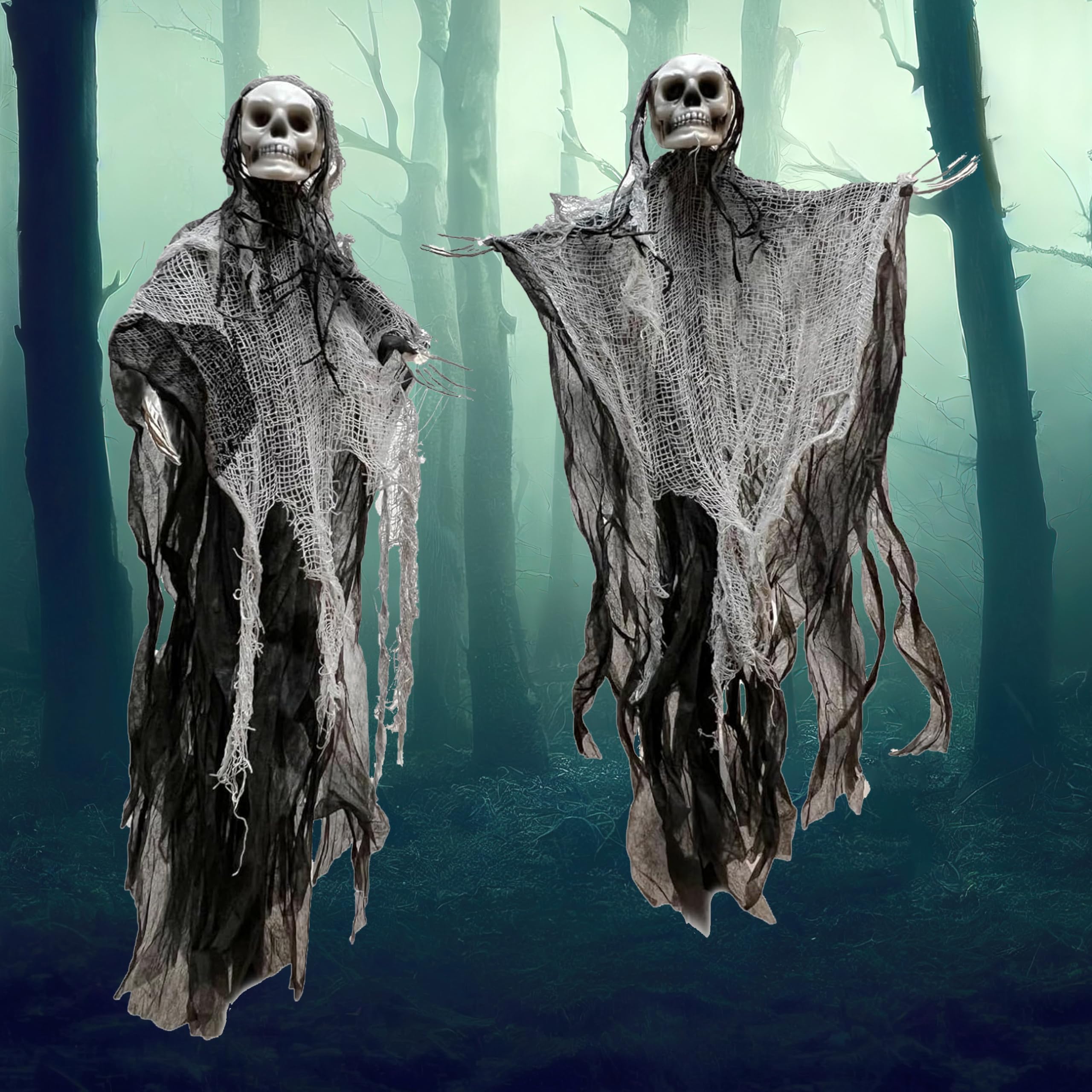 GiftExpress 2 Pack 36" Halloween Hanging Skeleton Grim Reaper, Halloween Skeleton Decorations for Haunted House Prop Indoor/Outdoor