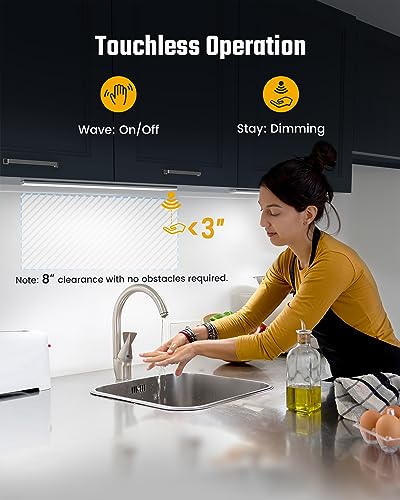 SUPERDANNY 16″ Under Cabinet Lights, Hand Wave Sensor LED Under Cabinet Lighting, Upgraded Rechargeable 3000mAh Battery Cordless Under Counter Lights for Kitchen, Closet, Workbench, 2/Pack