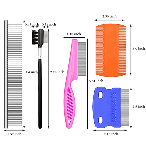SKYPIA 5 Pcs Dog Comb Tear Stain Remover for Dogs Flea Comb Dog Combs for Grooming Small Dogs Flea Comb for Cats Dog Grooming Kit Pet Combs Small Dog Combs