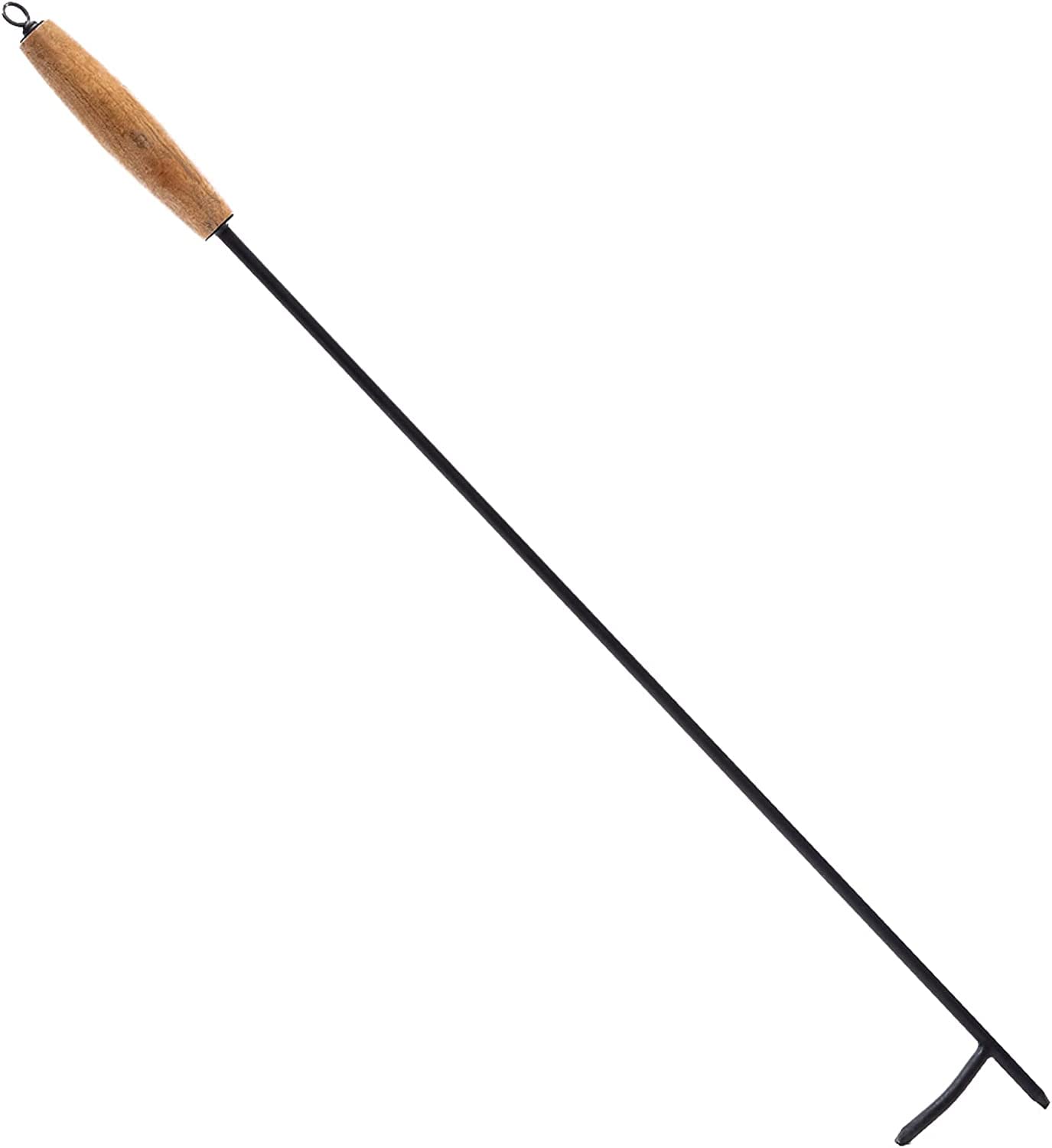 Dragonfire Fire Poker - 35" Long Fire Pit Toker Poker Featuring Wood Handle, Hanging Loop, and One-Piece Steel Construction - Perfect for Open Fires, Campfires, and Stoves