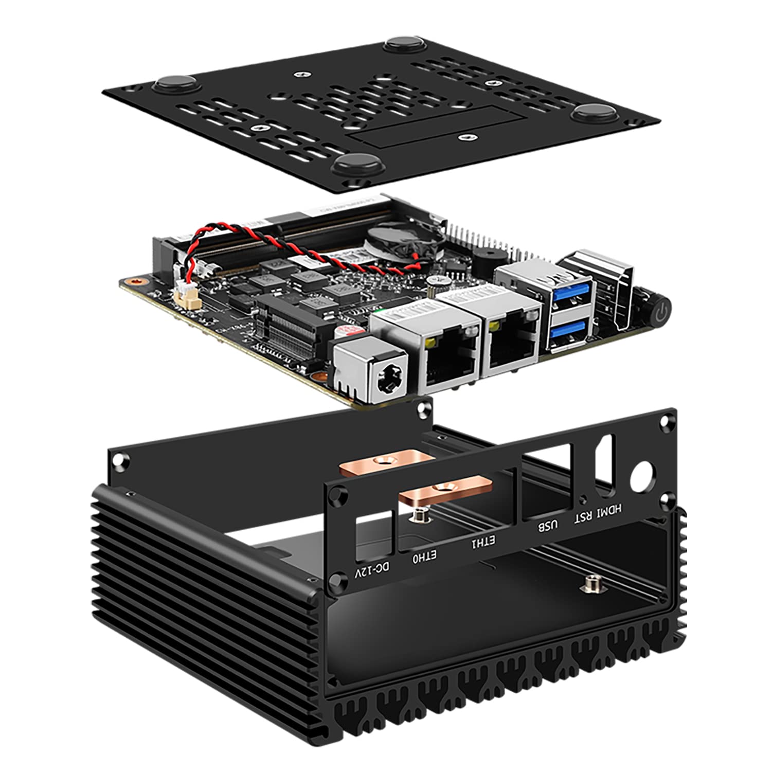 HUNSN Micro Firewall Appliance, Mini PC, OPNsense, VPN, Router PC, Intel Celeron N4000, RJ12, AES-NI, 2 x Intel 2.5GbE I226-V LAN, RST, HDMI, 2 x USB3.0, 4G RAM, 128G SSD