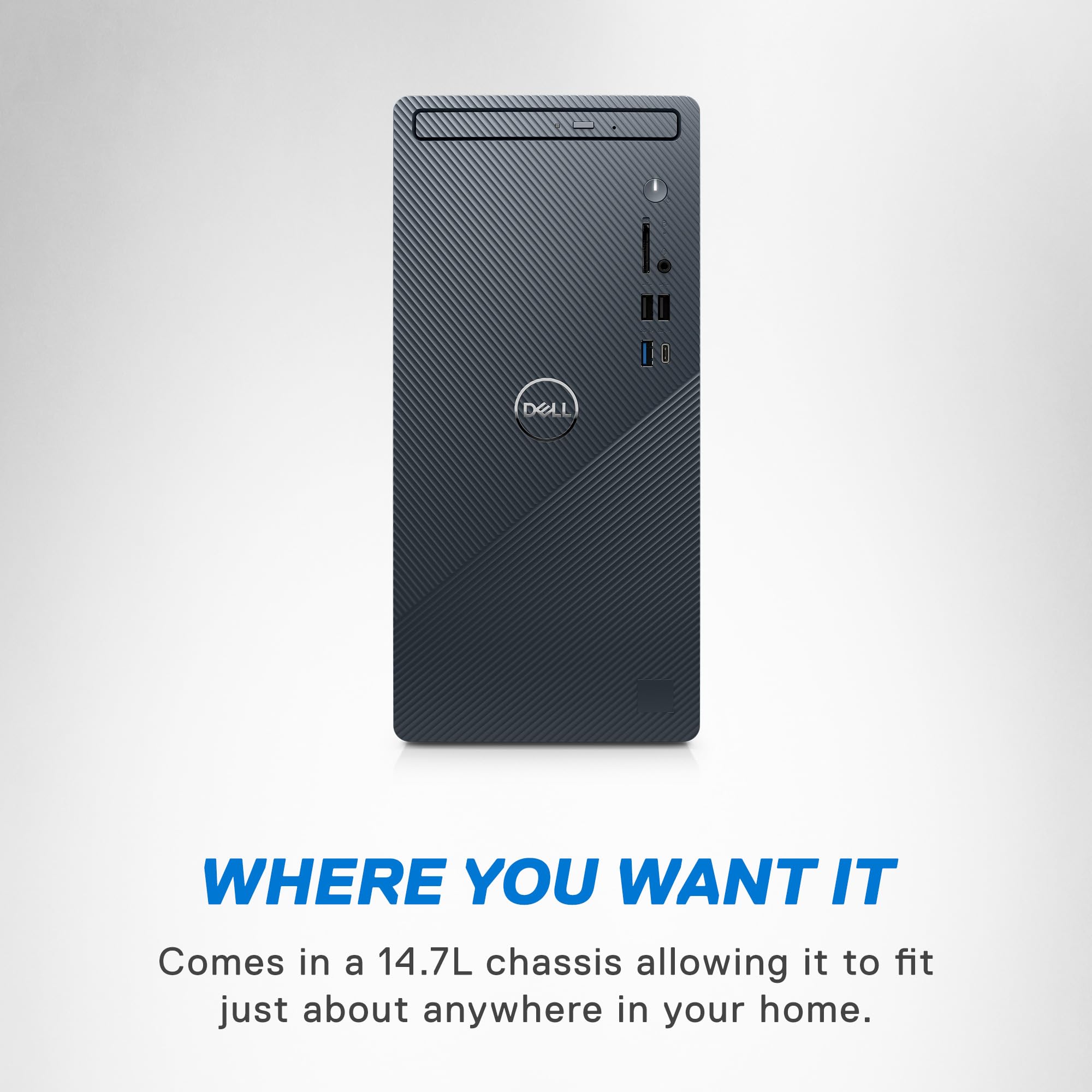 Dell Inspiron 3020 Desktop - Intel Core i7-13700, 1TB SSD + 1TB HDD, 16GB DDR4 RAM, DVD RW, Intel UHD 770 Graphics, Windows 11 Pro, 1 Year Premium Support + 6 Months Migrate - Mist Blue