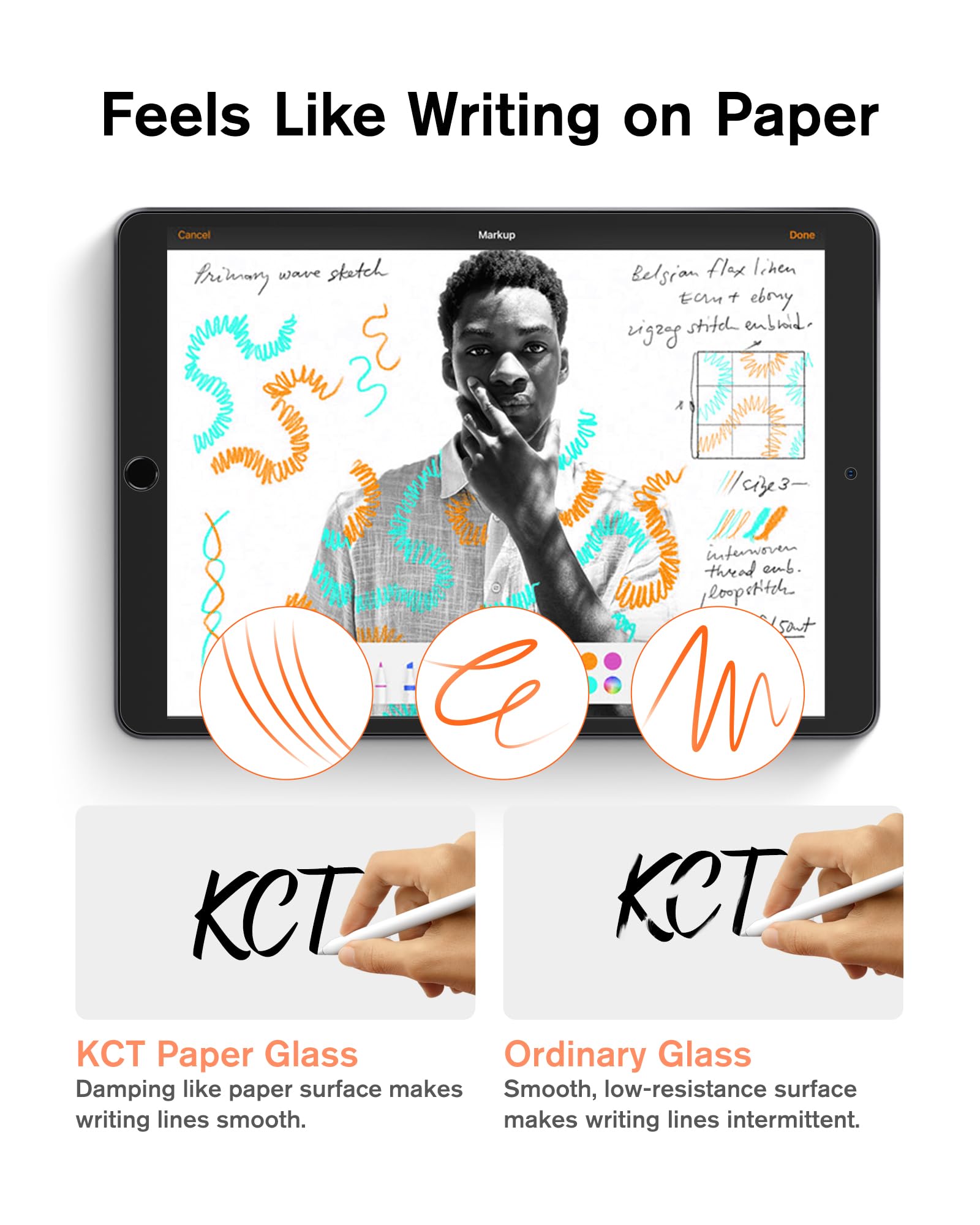KCT Paperfeel Glass Screen Protector Compatible with iPad 9th Generation/iPad 8th Generation/iPad 7th Generation (iPad 10.2 Inch), Auto-Alignment Tool, Tempered Glass, EZ Kit