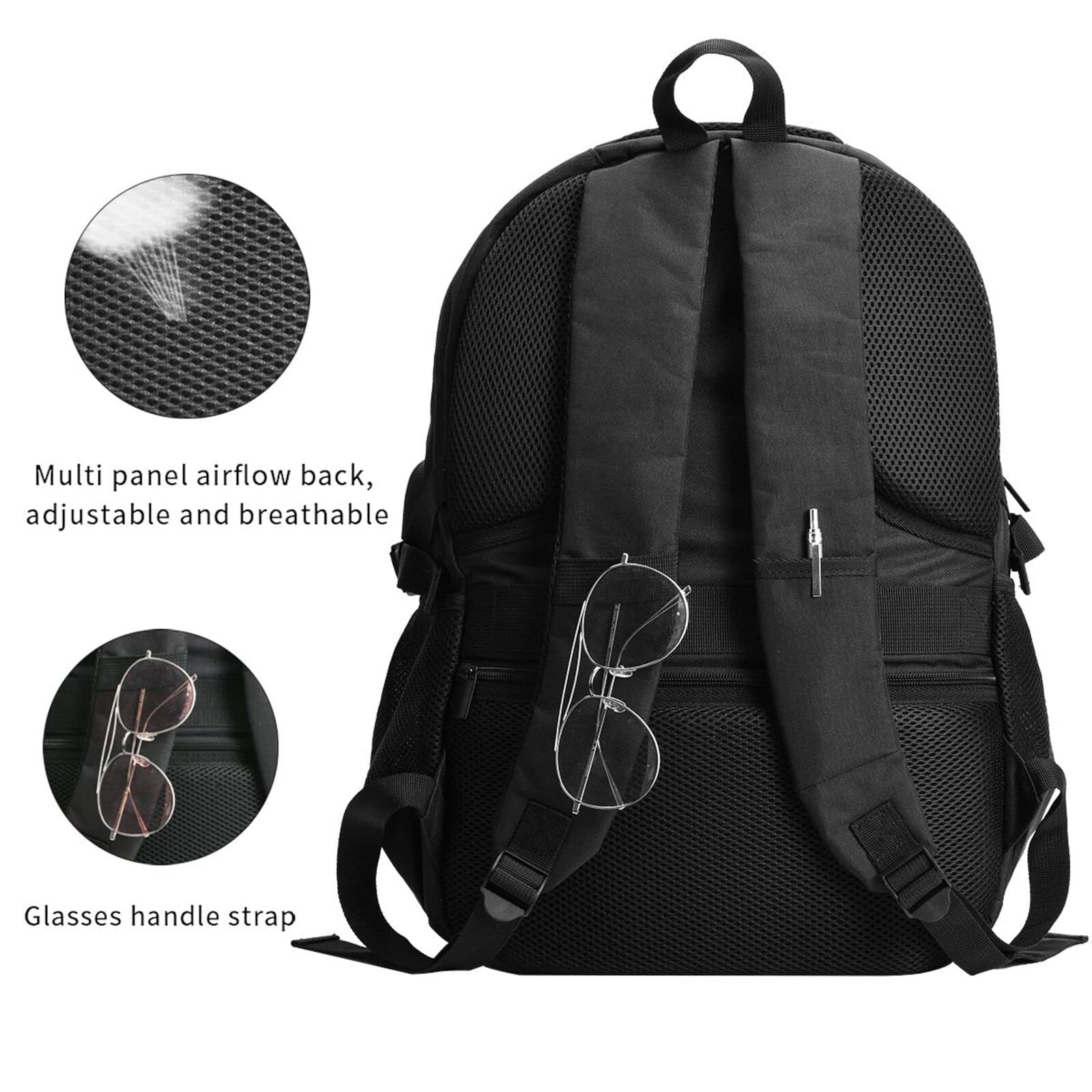 Elehuv Soccer Player 16IN Laptop Backpack Work College Computer Bag Travel Daypack With Usb Charging Port for Men Women