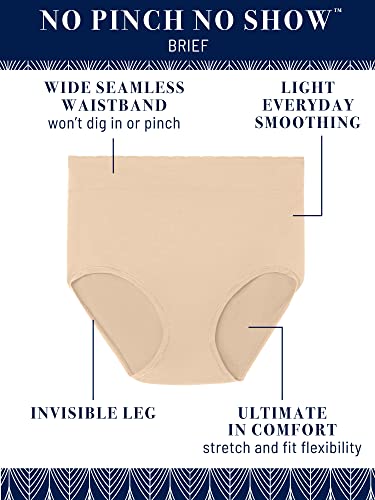 Vanity Fair Women's Seamless Underwear, Light Smoothing, No Pinch No Show, Brief-3 Pack-Neutral/Neutral/Neutral, 8
