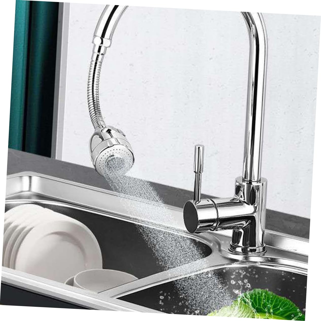 DOITOOL 2pcs Splash Extender Faucet Extension Tubes Faucet Aerator Extender Sink Tap Extender Faucet Head Replacement Swivel Faucet Bubble Sprayer Nozzle Appendix To Rotate Stainless Steel