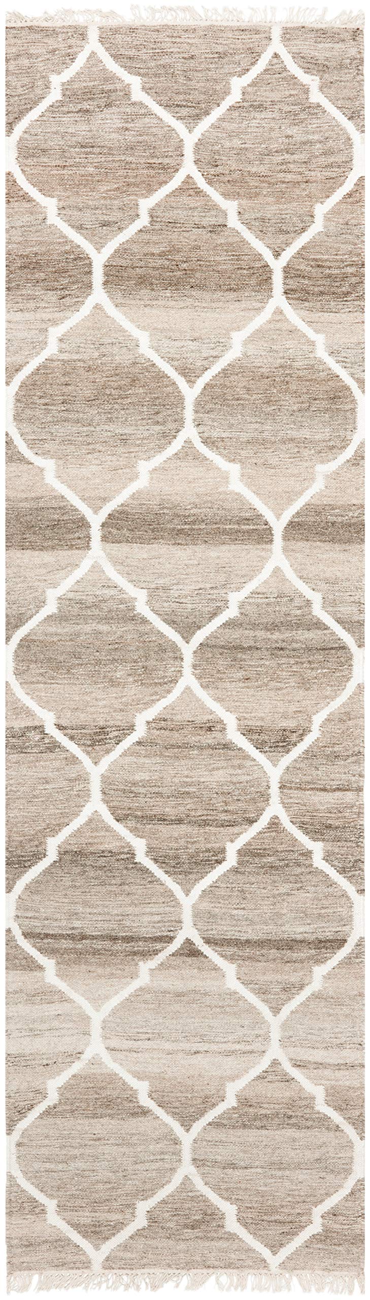 SAFAVIEH Natural Kilim Collection Accent Rug - 2' x 3', Light Grey & Ivory, Handmade Moroccan Boho Trellis Wool & Viscose, Ideal for High Traffic Areas in Entryway, Living Room, Bedroom (NKM317A)