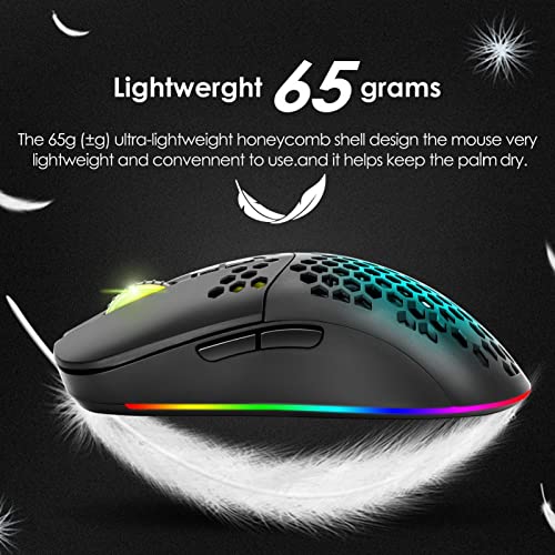 Gaming Mouse Lightweight 2.4G 6 Buttons Bluetooth-Compatible Mouse Computer Mice Power-Saving Luminous Black