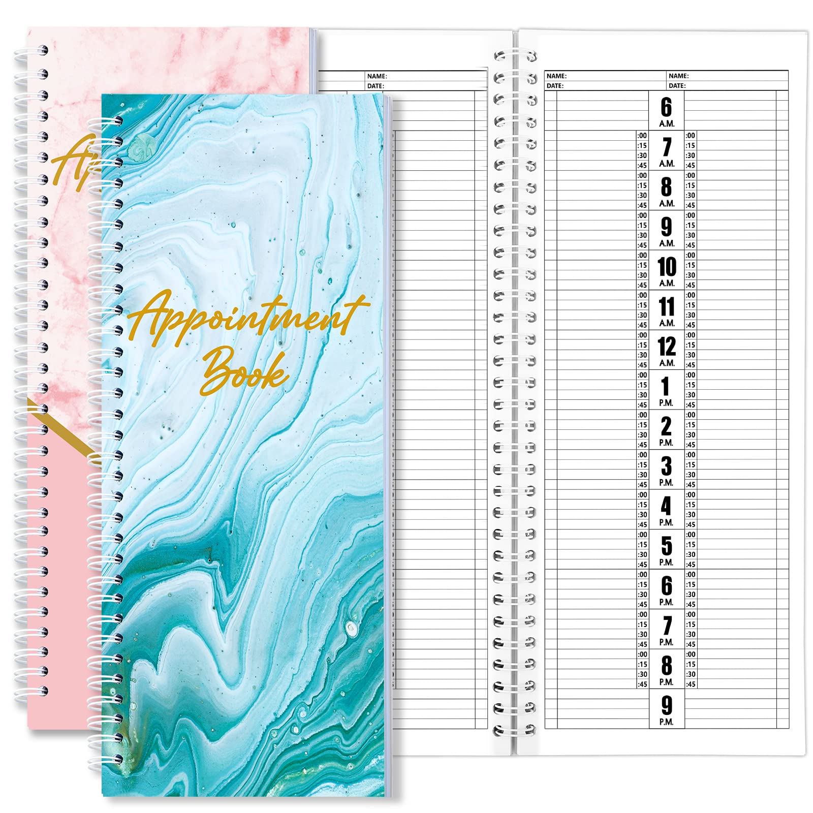 Gersoniel 2 Pieces Undated Appointment Book Schedule Day Planner Salon Appointment Book 2024 Hairstylist Weekly Appointment Planner for College Office Home Schedule Supplies, 11.2 x 4.5 Inches