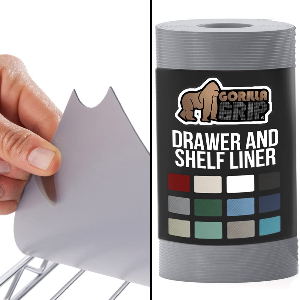 Gorilla Grip Wire Shelf Liner Set of 4 and Ribbed Drawer Liner, Wire Shelf Liner Size 18x36 in Charcoal, Mat Covers, Drawer Liner Size 17.5x20 in Gray, Strong Grip Liners for Drawers, 2 Item Bundle