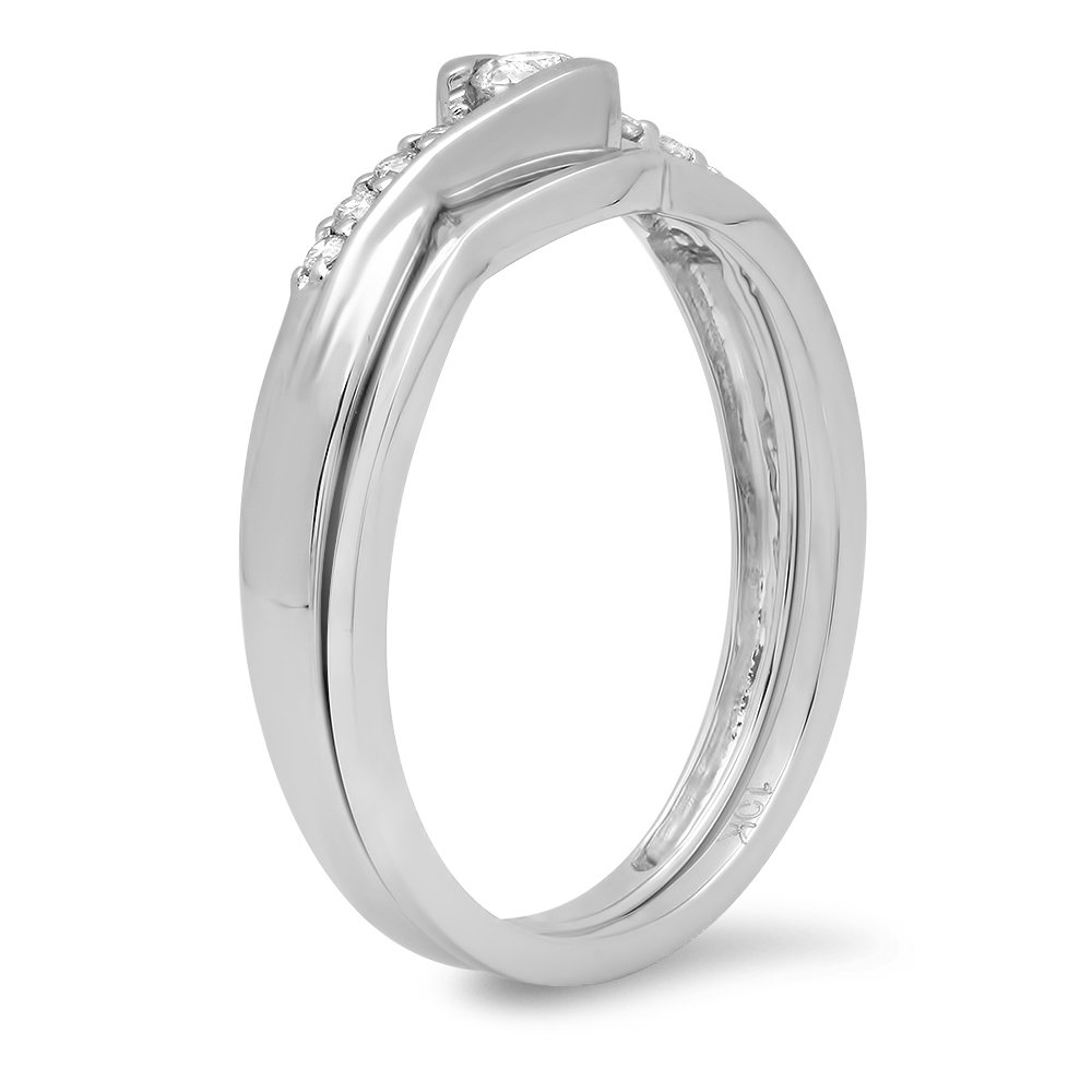 Dazzlingrock Collection 0.25 Carat (Cttw) 10k Diamond Engagement Set Ring 1/4 CT, White Gold, Size 4