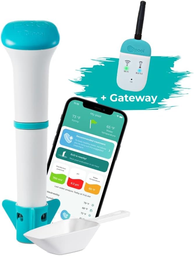 iopool Smart Water Monitor - Works for Chlorine & Bromine Pools, Hot Tubs, & Swim Spas - Gives Precise Dosage recommendations.