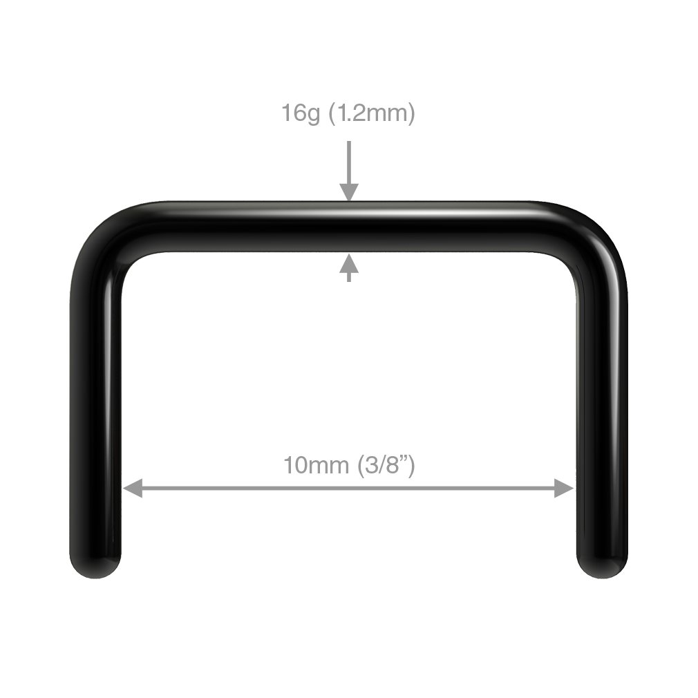 Evonix 2pc 16g Surgical Stainless Steel Small Septum Retainer U Shaped Ring Staple-Shape Jewelry 8mm 5/16