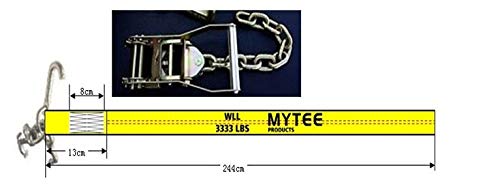 Mytee Products (2 Pack) 2" x 8' Car Tie Down Chain Ratchet Straps with RTJ Cluster Hooks - AutoTie Down Roll Back Tow Truck Car Hauler Straps