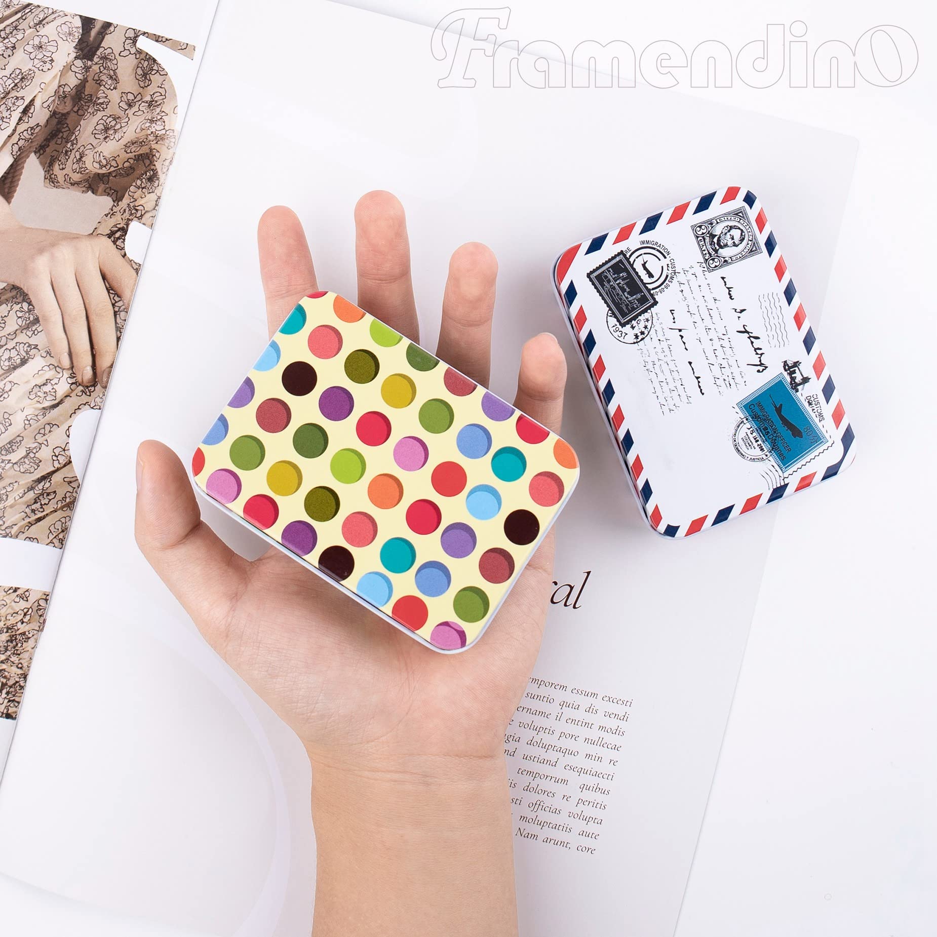Framendino, 5 Pieces Metal Tins Box Containers Mini Portable Small Tins Box Rectangular Empty Storage Containers Portable Case with Lid