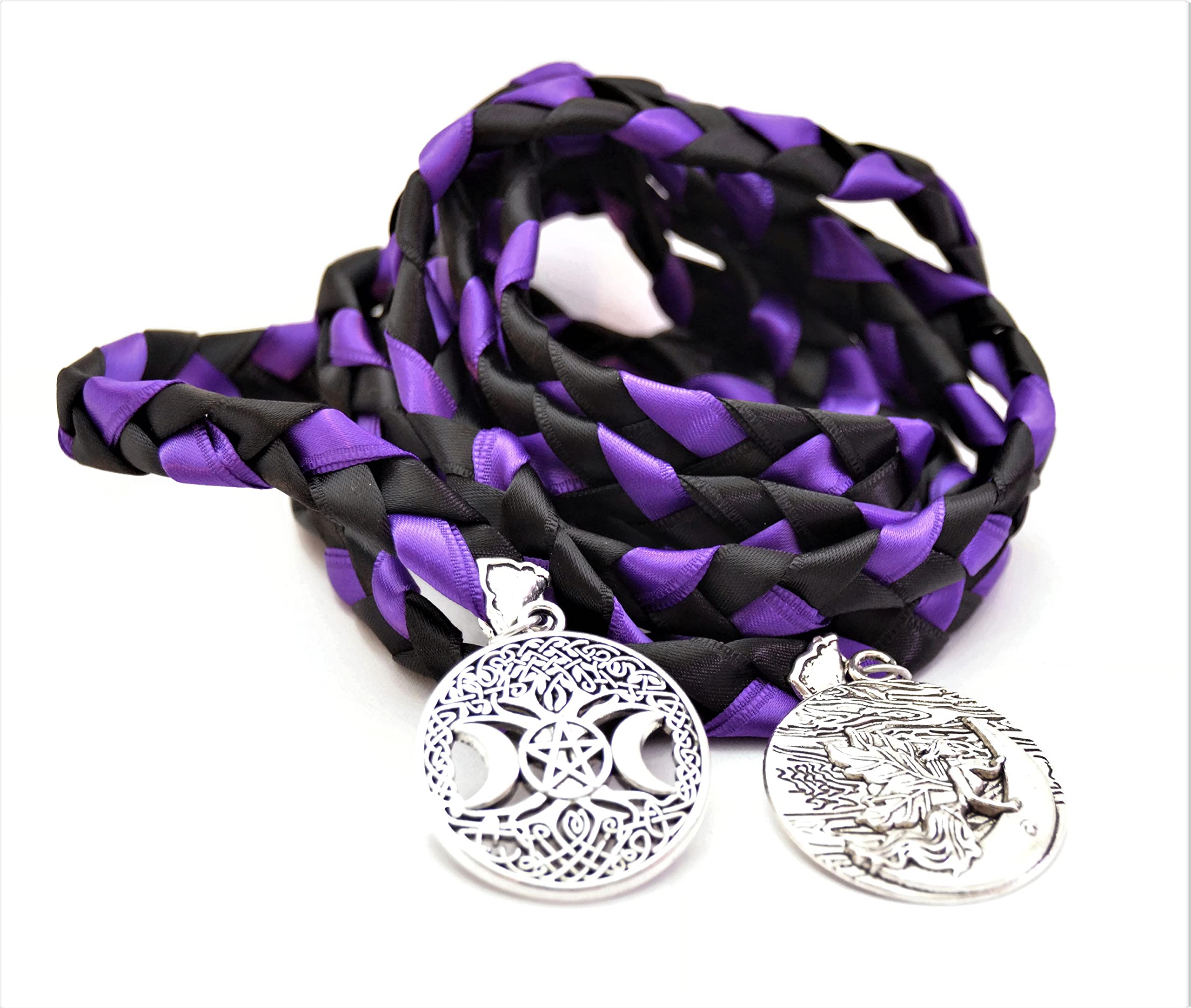 Divinity Braid Purple & Black Triple Moon Goddess Wedding Handfasting Cord #Wedding #DivinityBraid #Celtic #Handfasting #Wedding #Pagan #HandfastingCord(HF-020), Black & Purple