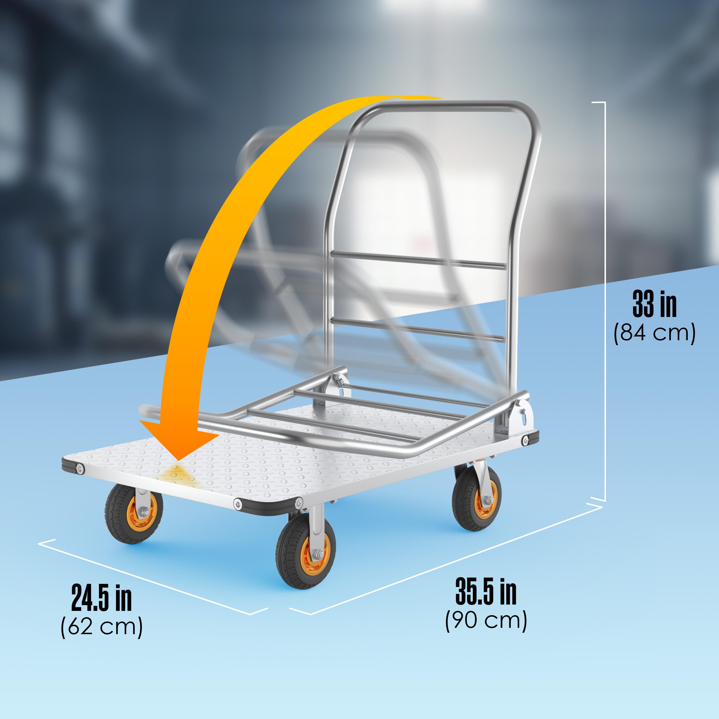 Houseables Platform Truck Cart, Flatbed Cart, Platform Cart, 2000 LB Capacity, Flat Cart, Flat Bed Cart, Foldable Push Cart Dolly, Flat Cart With Wheels and Handle, Platform Dolly, Heavy Duty, 36βx24β