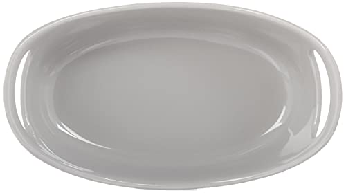 Rachael Ray Ceramics Bubble and Brown Oval Baker Set, 2-Piece, Light Sea Salt Gray -