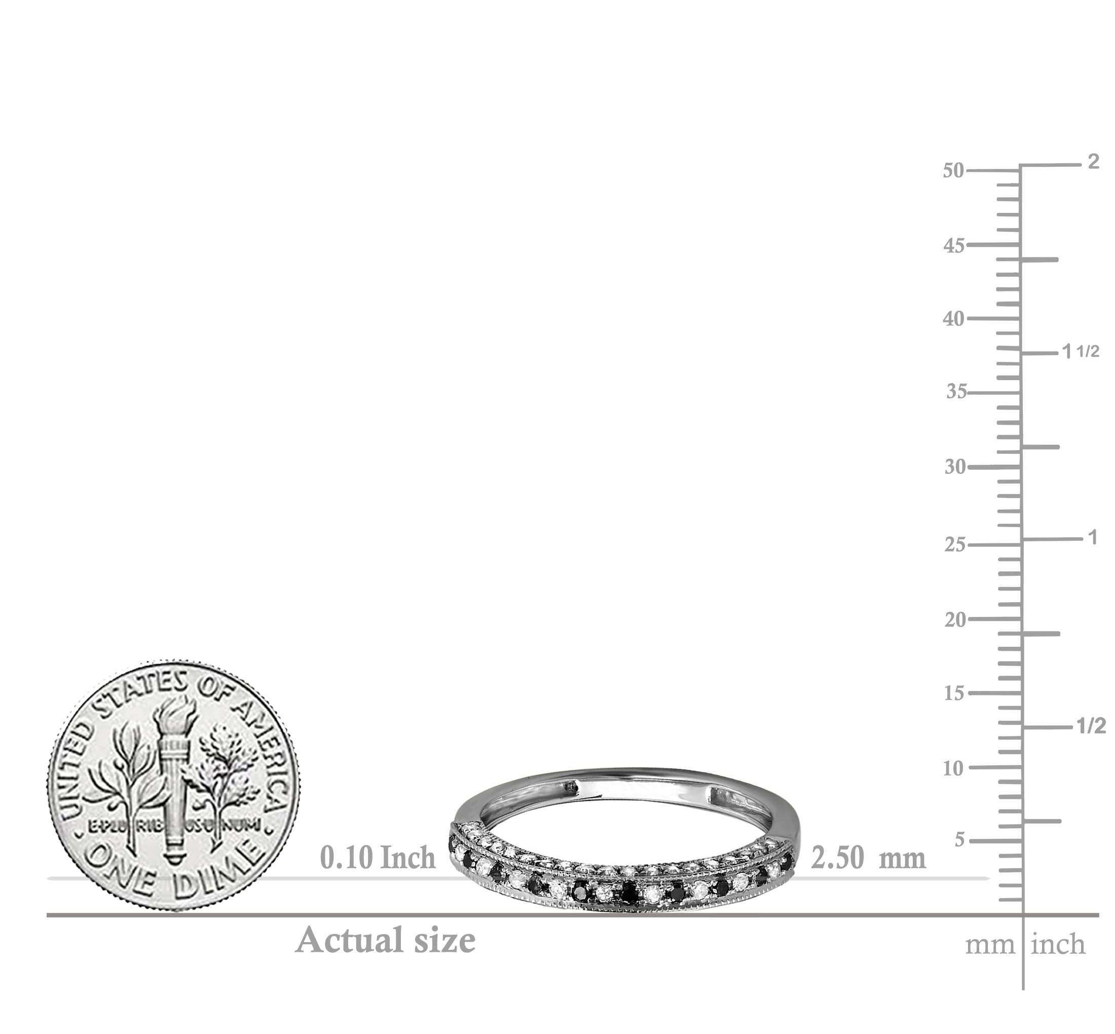 Dazzlingrock Collection 0.39 CT Alternate Black & White Diamond Wedding Ring for Women in 10K Black Plated White Gold Size 7
