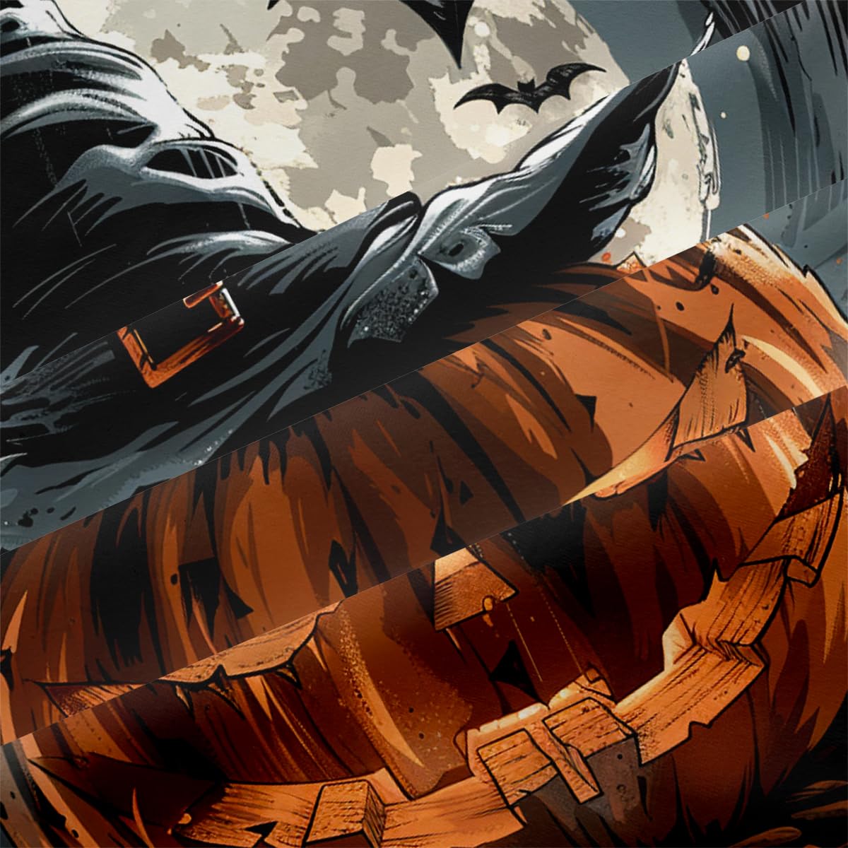 Menkala Halloween Chic Full Bedding Set Jack-O'-Lantern Duvet Pumpkin Lantern Comforter All Season Black Bats Animal Breathable Bedding Breathable Twinkling White Spider Silk Bat Bed Set Kid
