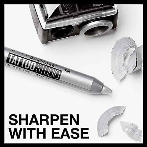Maybelline TattooStudio Sharpenable Gel Pencil Longwear Eyeliner Makeup, Sparkling Silver, 0.04 oz. (Pack of 2)